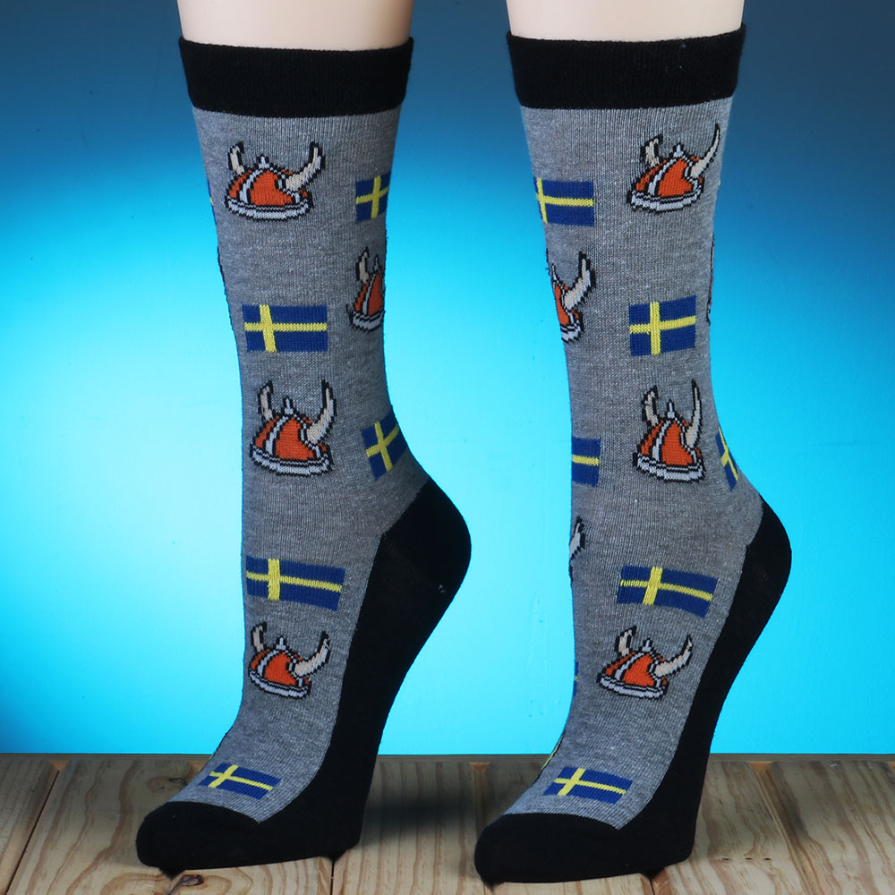 Gray Viking Helmet & Swedish Flags Child's Socks
