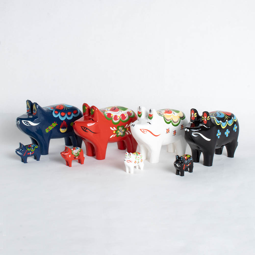 14cm Medium Swedish Dala Pig