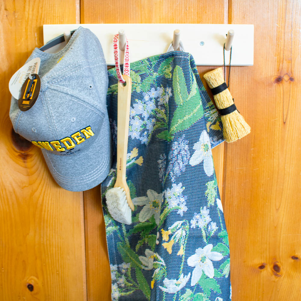 Swedish Wood Rack with 4 Hooks