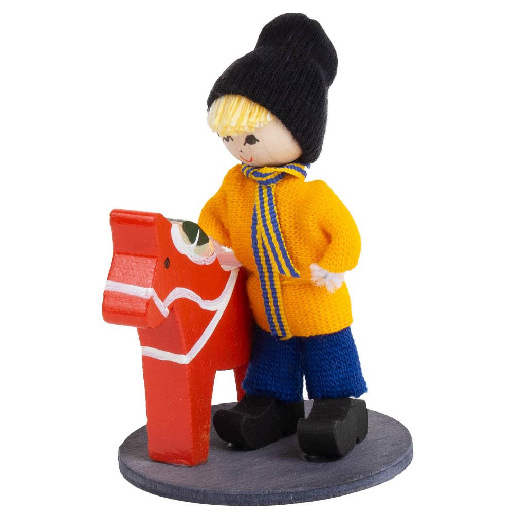 Tomte on Stand - Tomte Boy and Dala Horse